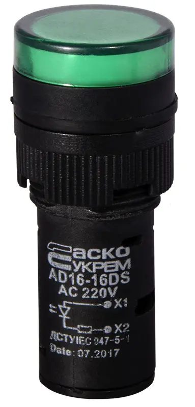Сигнальна арматура AD16-16DS зелена 220V АC